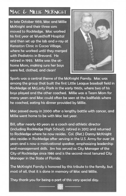 Rockledge Sports Park Named After McKnight Family - Space Coast Daily