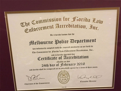 Melbourne PD Earns Accreditation From Commission For Florida Law ...