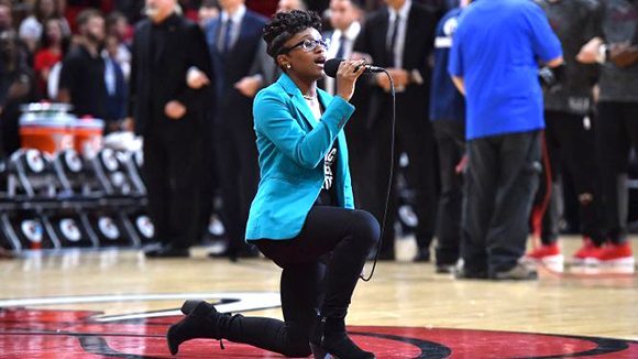 VIDEO: Singer At Miami Heat Game Kneels For National Anthem, 'Most ...