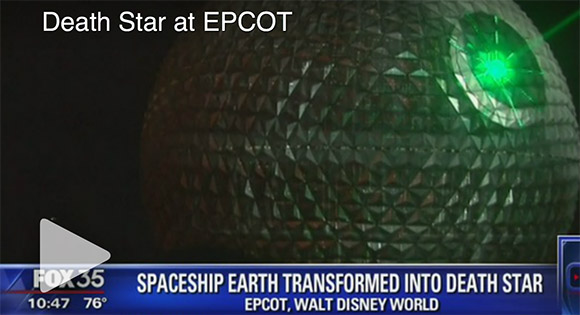 VIDEO: Disney's Spaceship Earth Transforms Into Star Wars' Death Star ...
