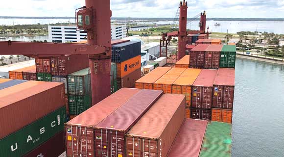 Washington Express Container Ship Welcomed To Port Canaveral On ...