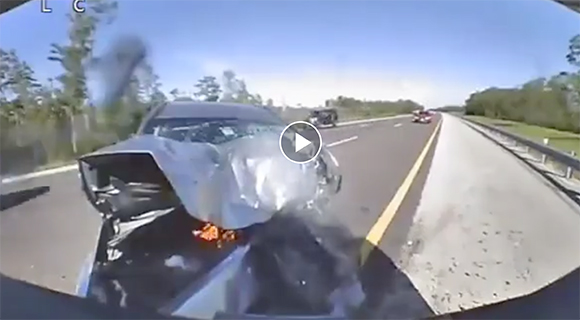 VIDEO: Dramatic Footage Shows Car Slam Into Florida Highway Patrol ...