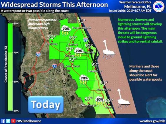 Brevard County Weather Forecast Calls For High Rain Chances Saturday ...