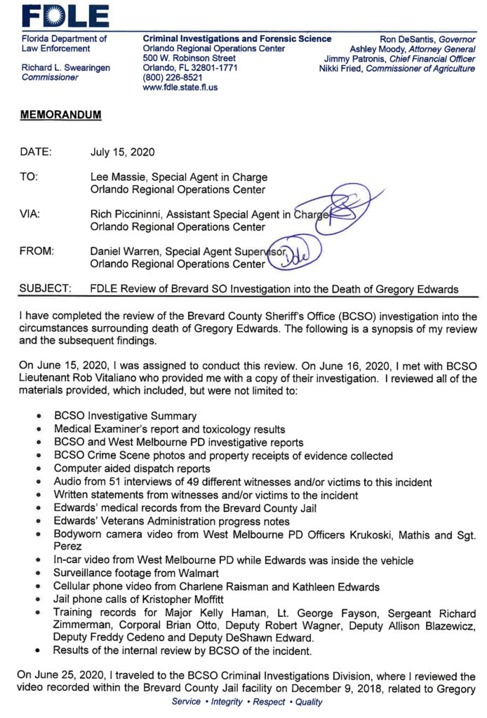 FDLE Investigative Overview Concludes the Brevard Sheriff’s Office ...