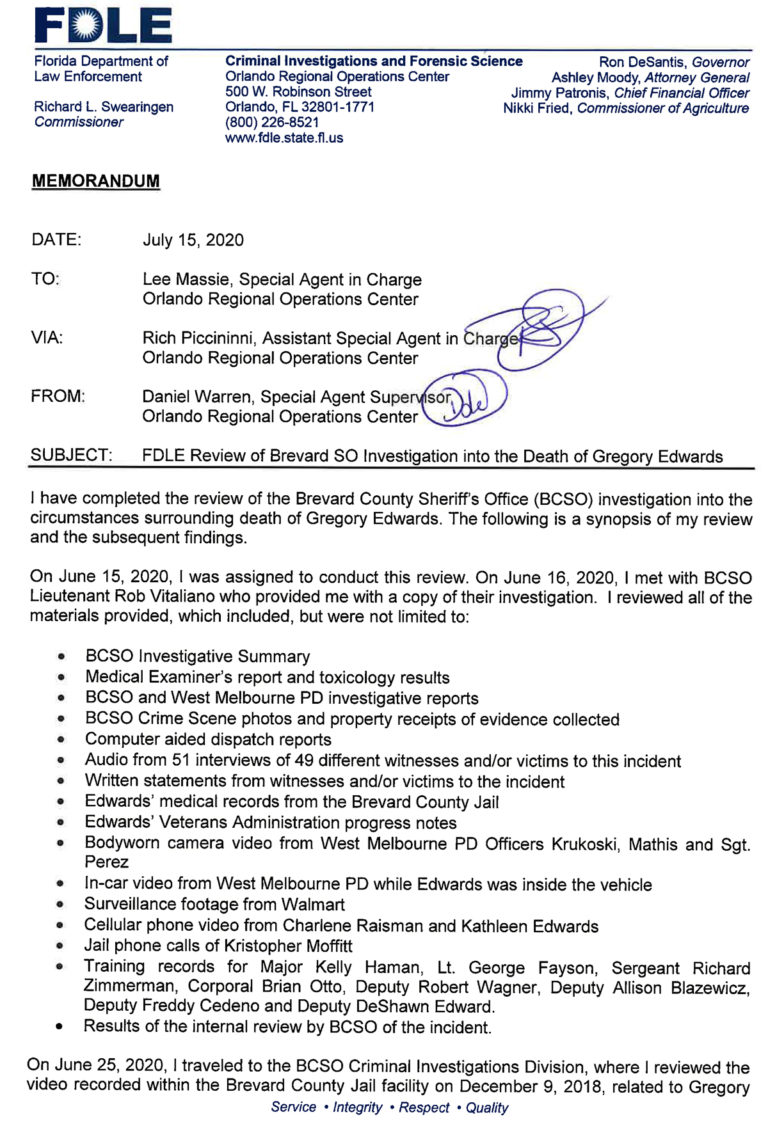 FDLE Investigative Overview Concludes the Brevard Sheriff’s Office ...