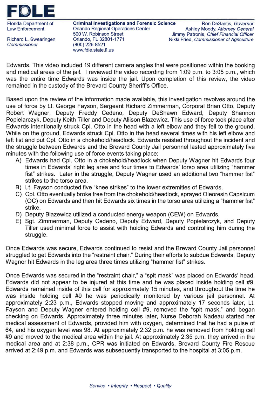 FDLE Investigative Overview Concludes the Brevard Sheriff’s Office ...