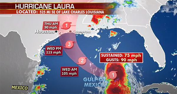 Hurricane Laura Forms in Gulf; Texas and Louisiana Coasts Begin ...