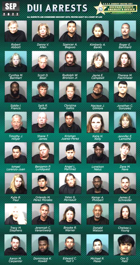 SEPTEMBER 2022 DUI ARRESTS IN BREVARD COUNTY: Arrive Alive, Don’t Drink ...