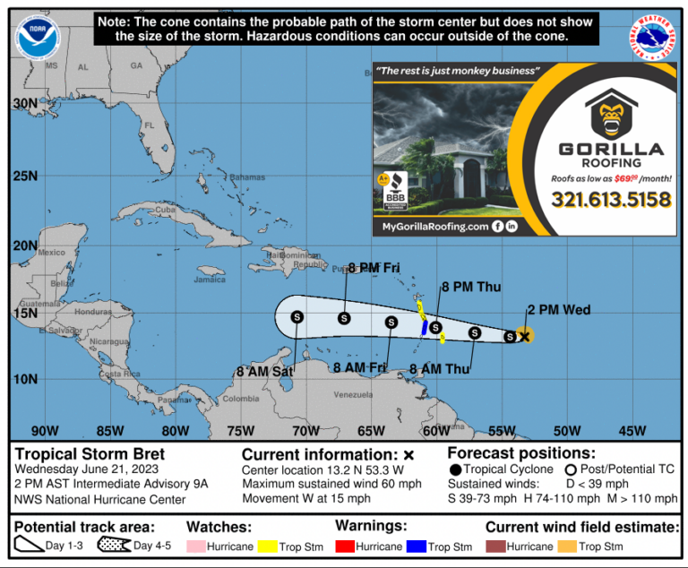Tropical Storm Bret Trending Away From Florida, Second Disturbance Forming in Atlantic - Space ...