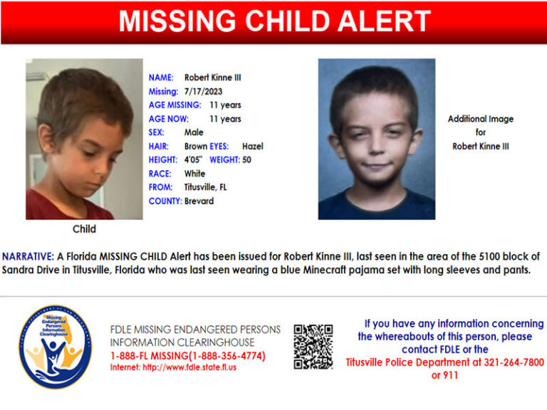 MISSING CHILD FOUND SAFE: Titusville Police End Search for Missing 11 ...