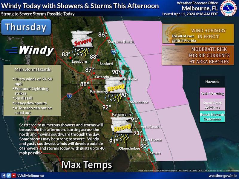 NWS: Showers and Storms This Afternoon Could Bring Gusty Winds Up to 60 ...