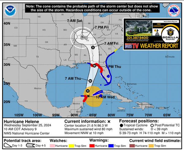 Hurricane Helene Forms Into Category 1 Hurricane in the Gulf, Tropical ...