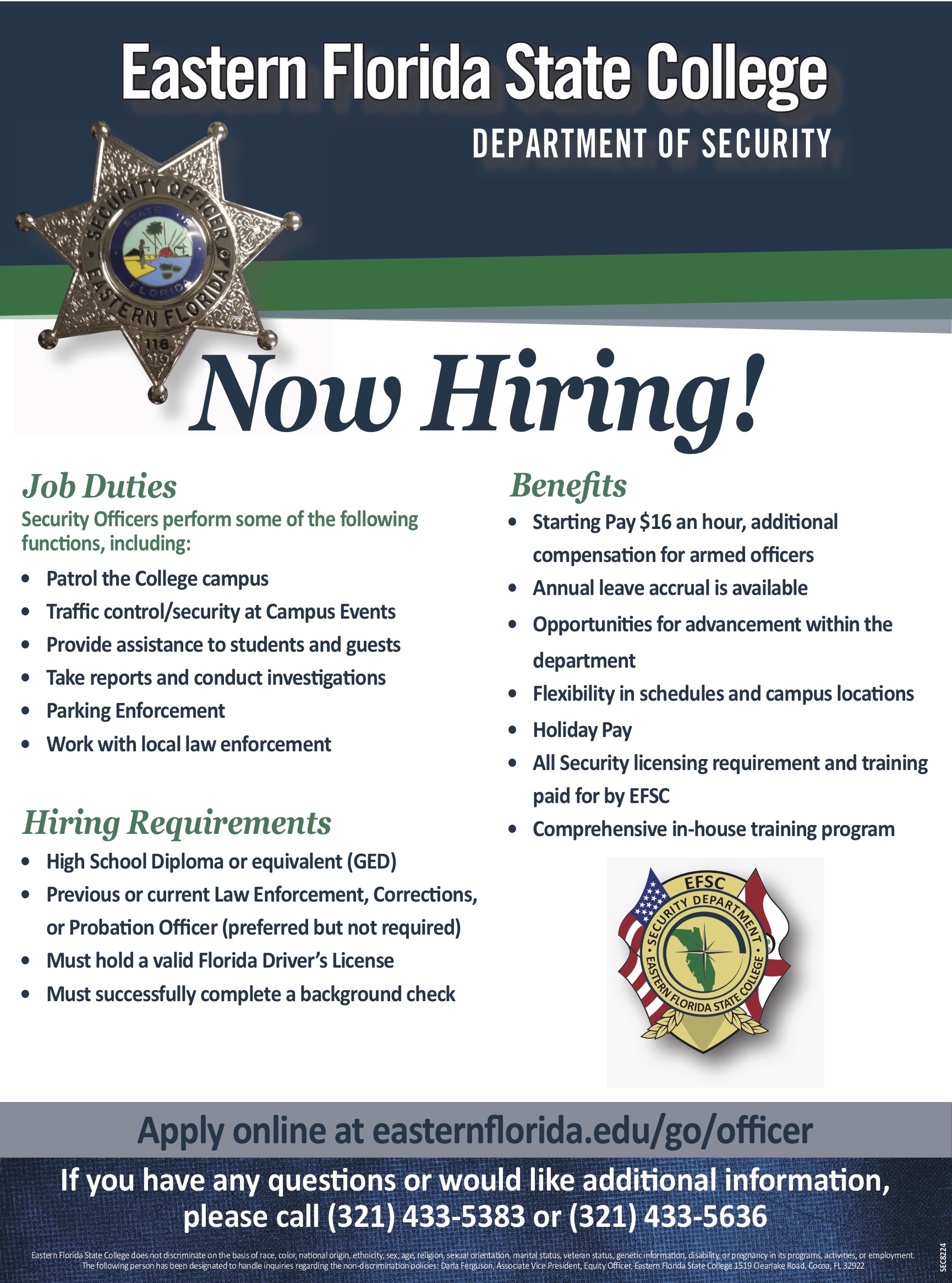 EMPLOYMENT OPPORTUNITY: Eastern Florida State College Department of ...