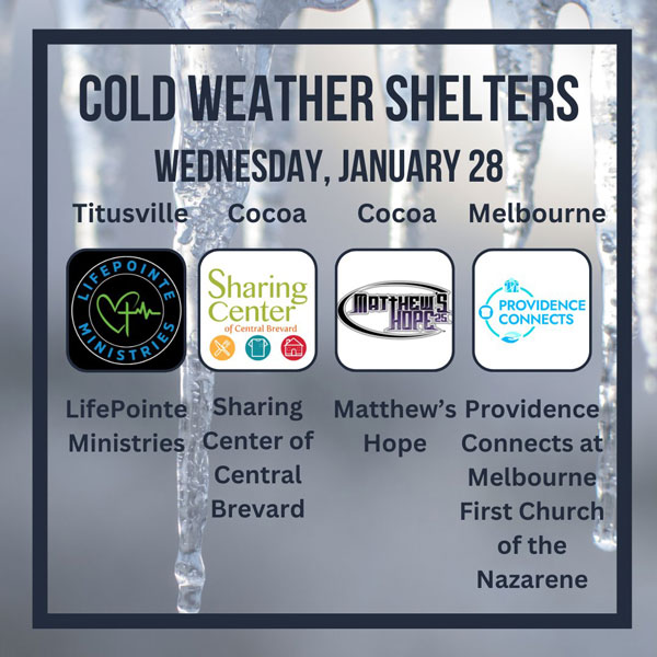 Cold Weather Shelters Open Across Brevard County on Wednesday, January ...