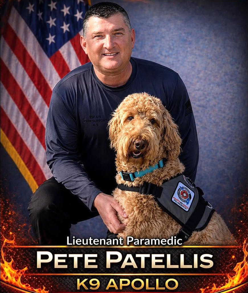 Brevard County Firefighter Lt. Pete Patellis, Therapy Dog Recognized ...